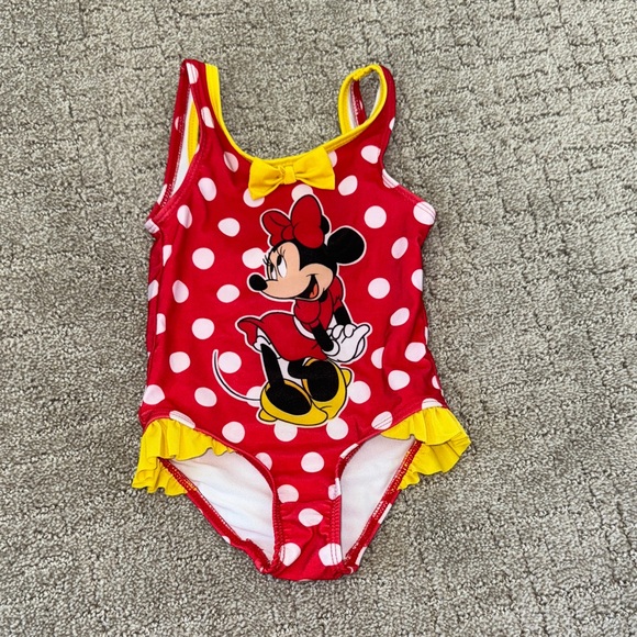 Disney | Swim | Disney Minnie Mouse Kids Swim One Piece Red And Yellow ...